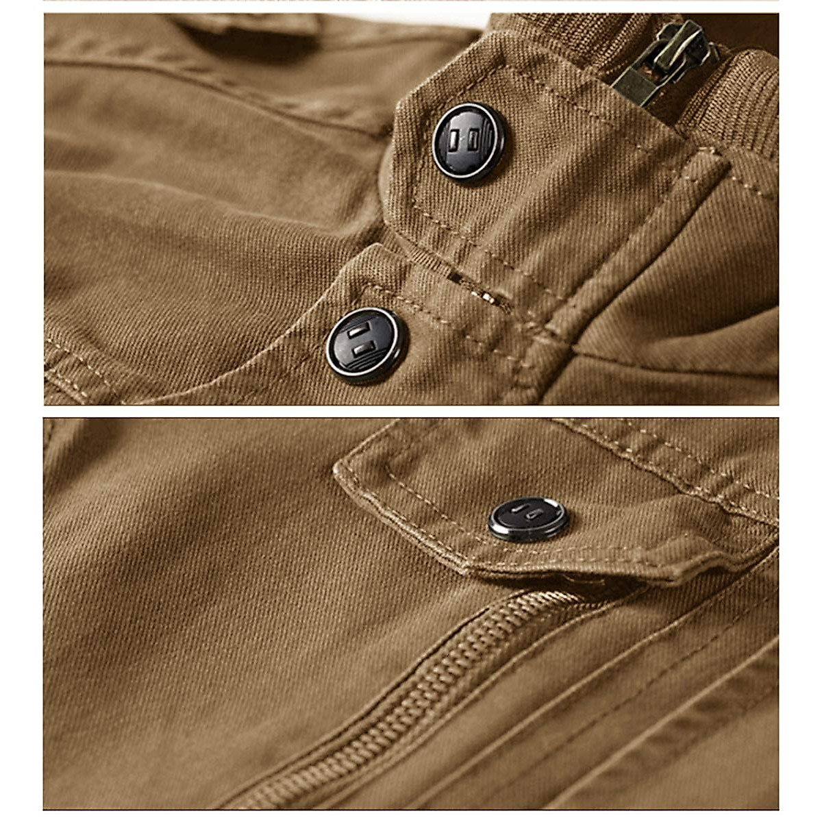 TACVASEN Men's Military Cotton Jacket Thicken Winter Cargo Coat, Green, L