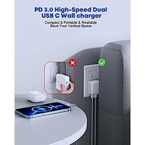 Apple USB C Charger, 40W Dual USB C Wall Charger, iPhone Charger iPad Charger Super Quick Double USB C Port Apple Charger Foldable Plug with Lightning Cable and USB C Cable for iPhone, iPad, iPad Pro