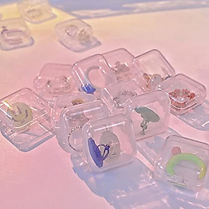 Cenbee 48 Pcs Clear Small Plastic Storage Containers Anti Oxidation Transparent Jewelry Holder for Item Craft, Beads, Pills, Ear Studs, Necklaces,Rings, Case (1.37 x 1.37 0.7 Inches)