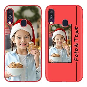 Eouine Custom Phone Case for Samsung Galaxy A40 (5.9") - Personalized Picture Phone Cases Red nsparent Customizable Funda Customize Photo Text Design Cover - Customized Own Phone Case