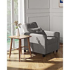 Sleeper Chair Bed, 3-in-1 Convertible Chair Bed, Adjustable Recliner Sofa Bed with Pillow, Multi-Functional Folding Sleeper Chair Bed, Single Bed Chair with Modern Linen Fabric for Apartment, Gray