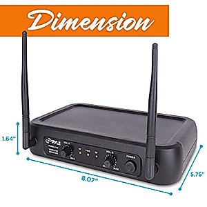 Pyle Channel Microphone System-VHF Fixed Dual Frequency Wireless Set with 2 Handheld Dynamic Transmitter Mics, Receiver Base-for PA, Karaoke, Dj Party (PDWM2135) , Black