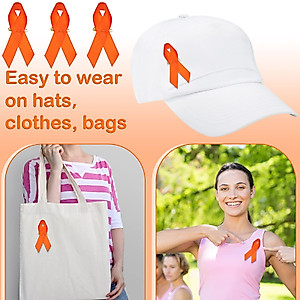 150 Pieces Orange Ribbon Satin Pins Awareness Pins Leukemia Lymphoma Cerebral Cancer Awareness Pins Orange Brooch with Safety Pins for Women Man Charity Public Social Event