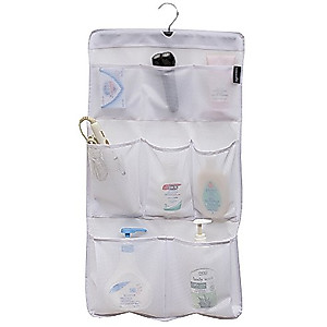 MISSLO 8 Pockets Mesh Shower Organizer Hanging Caddy with Rotating Hanger Quick Dry Bathroom Storage (White)