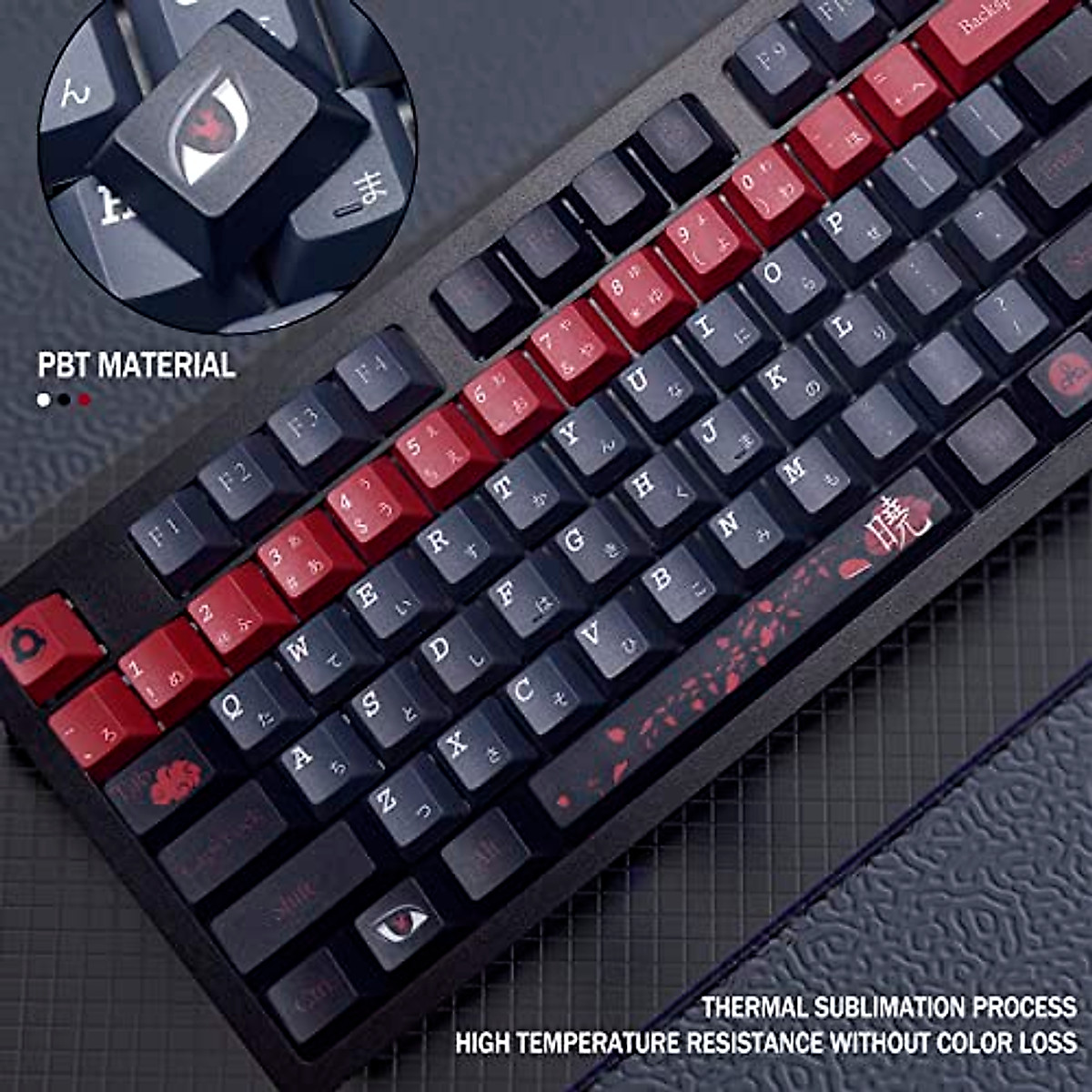 i Maifu Ray Akatsuki keycaps，Japanese keycaps，PBT Anime keycaps with Key Puller for Mechanical Gaming Keyboards