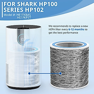 2 Pack HP102 Replacement HP152 Filter Compatible with Shark Air Purifier HP100, HP102PET, HP102PETBL, HP132, HC450, HC451, HC452, HC455, H13 True HEPA For 99.98% Particles Part # HE1FKPET, HE1FKBASMB