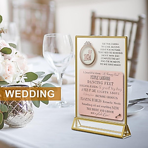 SAREAL 6 Pack Gold Picture Frames Double Sided, 4X6 inch Clear Easel Table Stands for Signs, Acrylic Gold Table Number Holders, Gold Frames for Wedding Table Numbers, Menu Holder, Gold Photo Frame