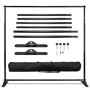 Banner Stand Backdrop - Banner Holder with Adjustable Poster Stand & Retractable Height Up to 5x7 - 8x10 ft Adjustable Telescopic Display Stand for Trade Show, Photo Booth, Wall Exhibitor Background