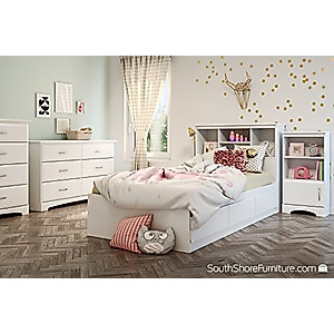 South Shore Callesto Mates Bed with 3 Drawers, Twin, Pure White