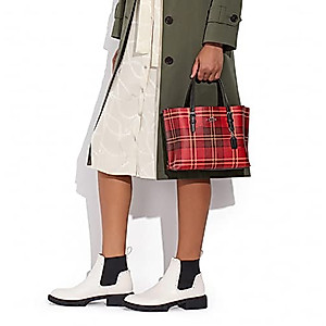 Coach Leather Mollie Tote 25, Red/Black Multi