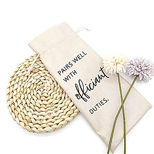 Socive Wedding Wine Bag, Officiant Wine Bag, Officiant Wine Bag Gift, Gift for Wedding Officiant, Pastor Gift, Ordained Minister - Burlap Drawstring Wine Bag