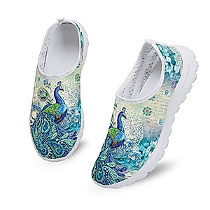 DISNIMO Peacock Women's Casual Walking Shoes Women Slip On Sneaker Size 12.5 Womens Running Tennis Shoes Athletic Gym Sport Shoes Trainers Lightweight Workout Nursing Shoes Platform Loafers