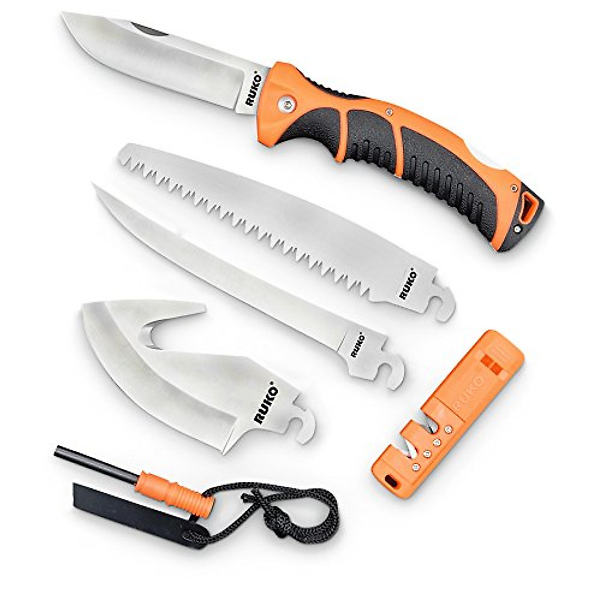 RUKO RUK0133CA Hydra-X Adventure Set with 4 Blade Patterns & Handle with WX-3D Camouflage Case, Blaze Orange