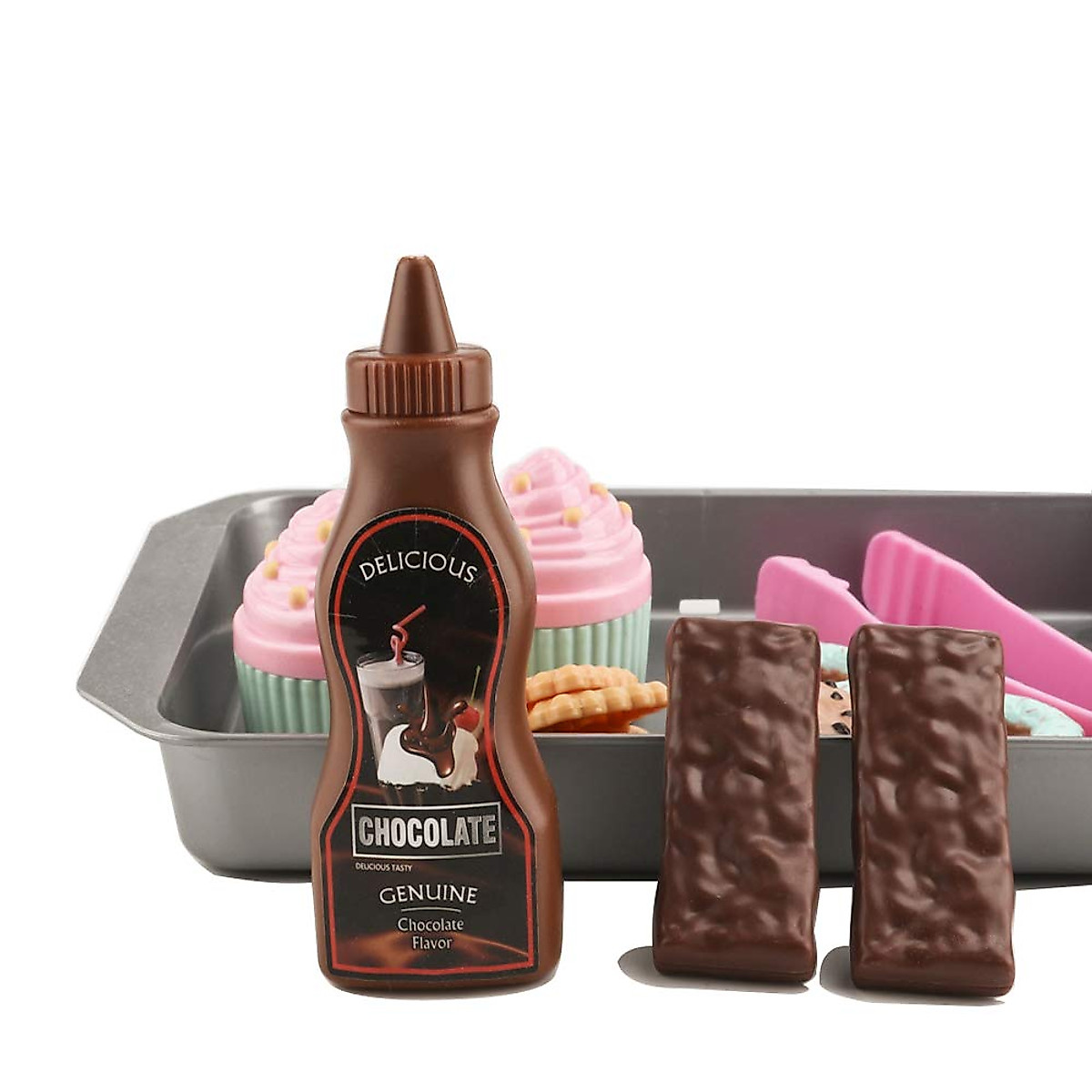 Elitoky Cookie Play Food Set, Play Food for Kids Kitchen - Toy Food Accessories - Toy Foods with Play Baking Cookies and Cupcakes Plastic Food for Pretend Play, Kids Toddler Childrens Birthday Gifts