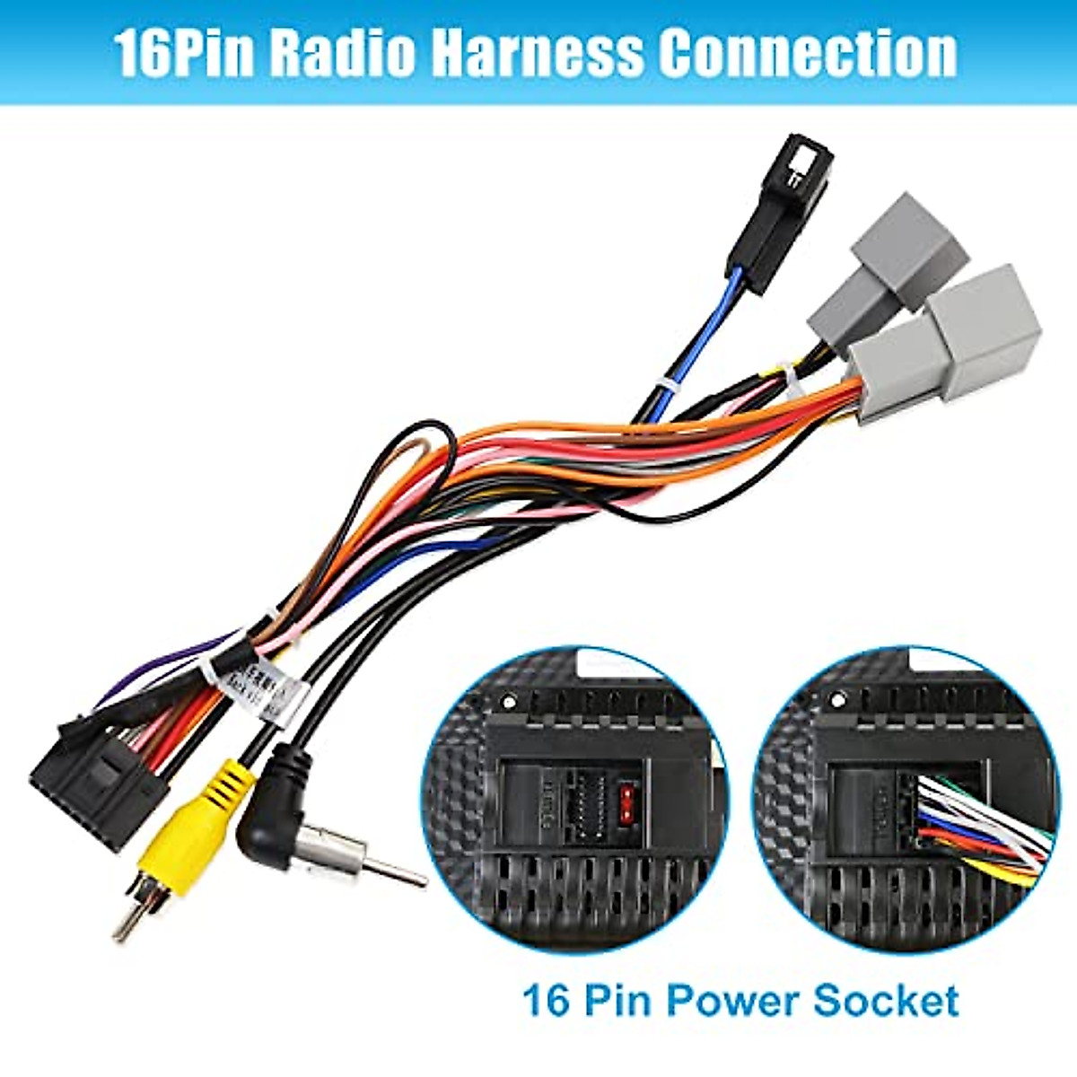 Car Radio Wiring Harness with Antenna Adapter and RCA Connector Compatible with Honda-CRV/BRV/HRV Jazz Greiz Crider Aftermarket Stereo Wire Cable