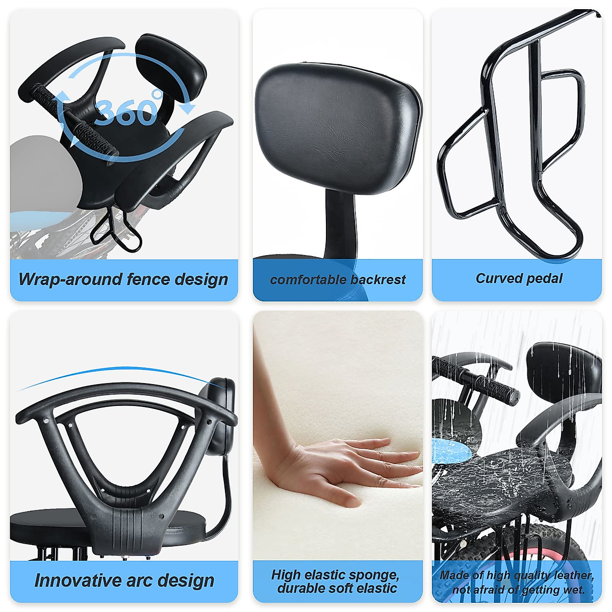 OUSEXI Rear Child Bike Seat,Kids Seat for Adult Bike, Toddlers Rear Mount Bike seat Design for Children Aged 2 to 8 Years Old, Rear Frame Mounted Baby Bike Seats Kids Safety (Black-a)