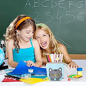 Rolin Roly Blue Telescopic Pencil Pouch Standing Pencil Case Cute Cat Stationery Bags Stand Up Pen Box Canvas Cartoon Pencil Holder with Zipper Transformer Pen Case