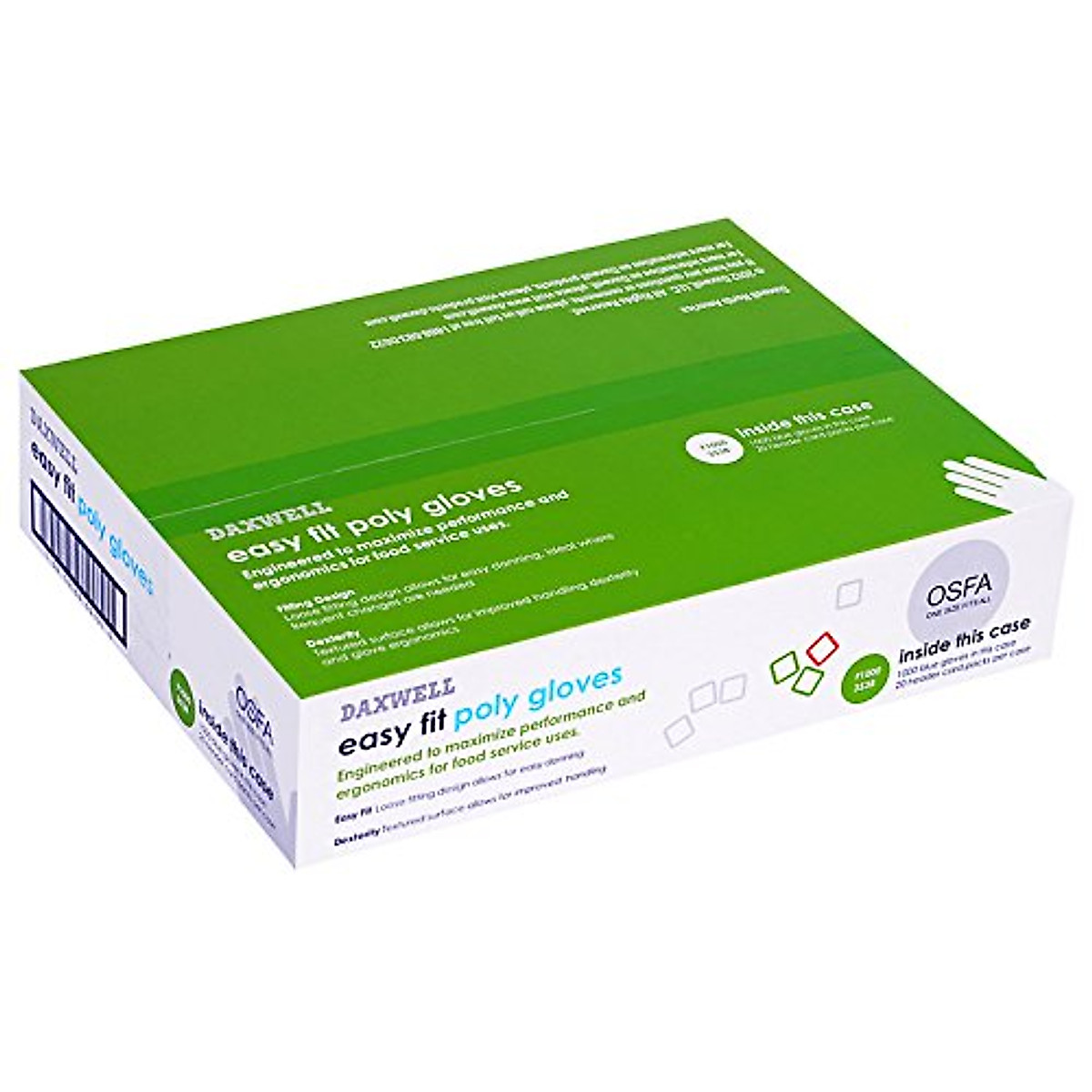 Daxwell Poly Gloves, Easy-Fit Food Prep Gloves, Header Gloves, One Size Fits All, Blue, With Wall Mount, F10003538 (Case of 1,000, 20 Cards of 50)