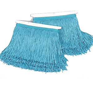 Heartwish268 Fringe Trim Lace Polyerter Fibre Tassel 6inch Wide 10 Yards Long for Clothes Accessories Latin Wedding Dress DIY Lamp Shade Decoration Black White Red(Lake Blue)-L8