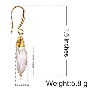Cowlyn Irregular Pearl Earrings Pendant Baroque Culture 14k Gold Hypoallergenic for Women Gifts Jewelry