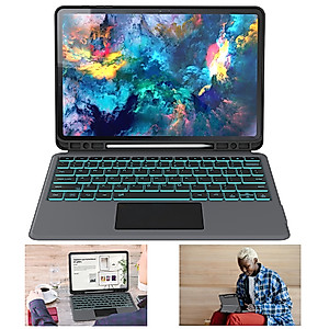 HEAPAO Galaxy Tab S7 FE/S7 Plus/S8 Plus Case with Detachable Keyboard - 7 Color Backlit, Smart Touchpad, Multi-Angle Stands - Keyboard Cases for 12.4" Samsung Galaxy Tab S8+ 2022/S7 FE 2021/S7+ 2020