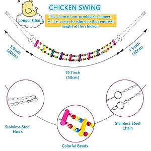 Longer Chain Chicken Toys for Coop Accessories 7PCS, Chicken Swing Ladder Perch roosts, Chicken Xylophone Mirror with Bells Vegetable Fruits Hanging Chicken Feeder for hens Bird Parrot