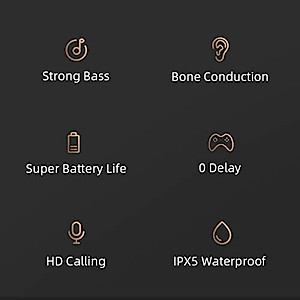 FENGCHUANG K79 Bone Conduction Earphones, 5.0 Wireless Bluetooth Headphones, IPX5 Waterproof Headest with Microphone, Wireless Headset Sport Earbuds for Gym Running