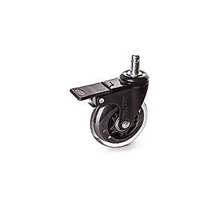 DOES NOT FIT IKEA CHAIRS - Caster Wheels with Brakes - 5 Pieces 3" Locking Office Chair Wheels - Quiet Rollerblade Style PU Rubber Heavy Duty Wheels - Work on Hardwood & Tile Floors & LOW PILE CARPET