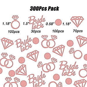 Bridal Shower Decorations 300pcs Table Glitter Confetti for Engagement Party Decor Bride to be,Diamond,Ring and Circle Rose Gold Paper Confetti for Wedding Bachelorette Party Supplies (Rose Gold)