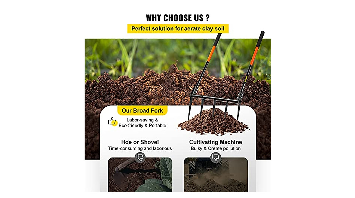VEVOR Broad Fork Tool for Easy Aerating & Cultivating