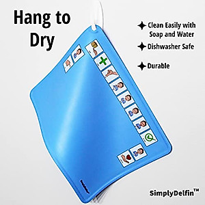 Help for Nonverbal or Speech Delayed Toddlers and Children | Silicone Placemat with Picture Symbols | Communication Board | AAC Pictures | BPA Free, Easy to Clean, Nonslip, Raised Edges