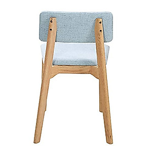 WoodShine Mid Century Modern Dining Chair Sets, Solid Rubber Wood Chairs(2 pcs) with Back & Seat Cushion Fabric, Natural