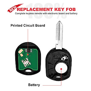 Car Key Fob Entry Keyless Fits for Ford 2011-2015 Explorer/2011-2016 F-150/ F-250/ F-350/Lincoln/ Mercury/ Mazda (CWTWB1U793 4-btn) Pack of 2