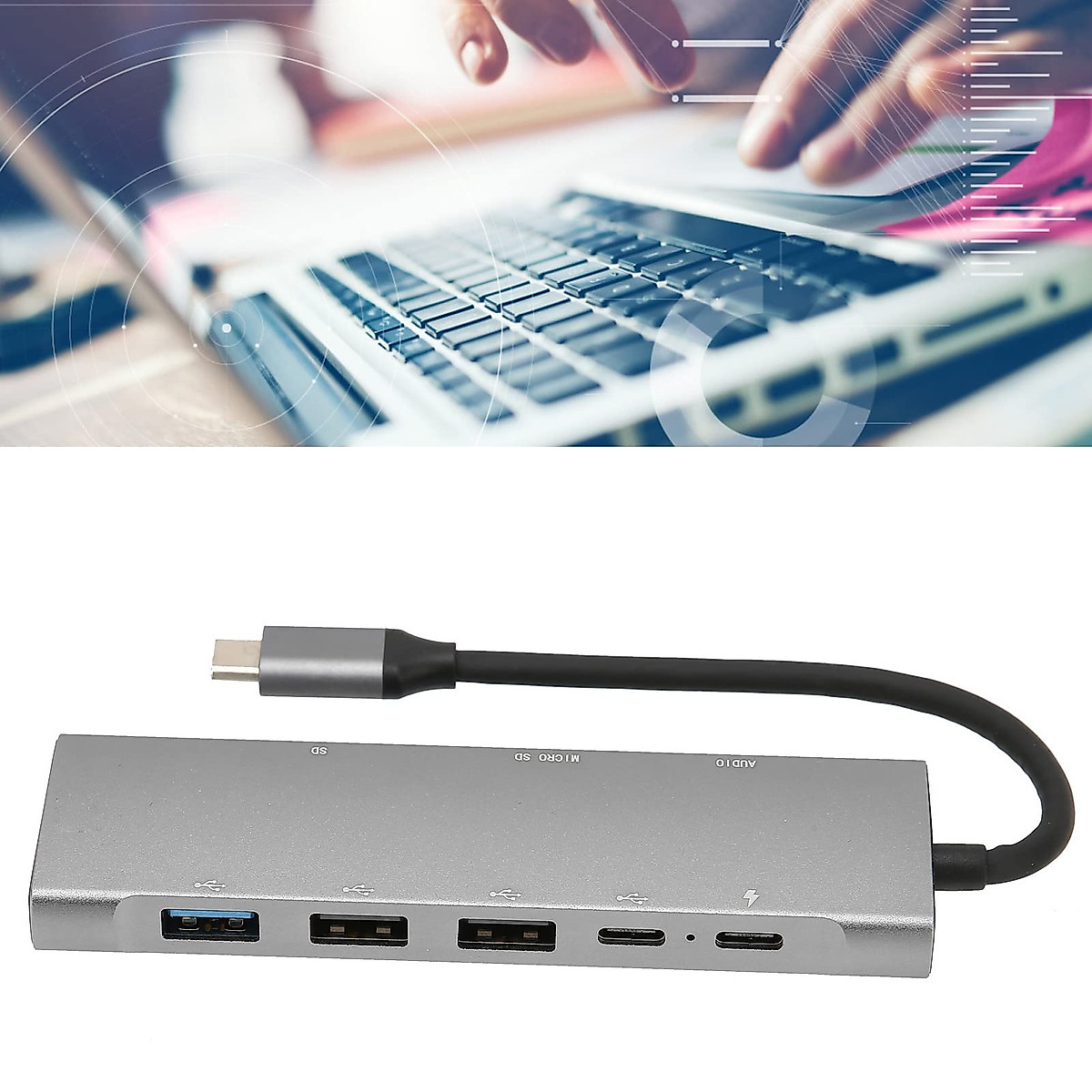 USB Charging Hub, Powerful Docking Station 5Gbps Data Transmission Read TF Card Plug and Play for Laptop for Projector for Computer
