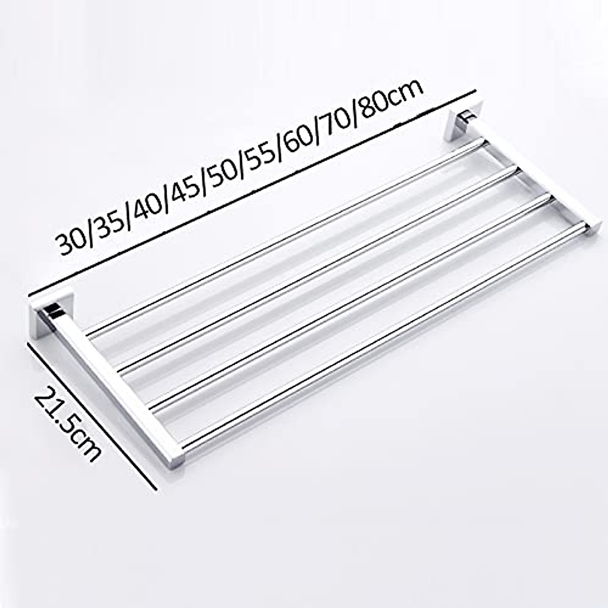 YDYFC Copper Bathroom Towel Rails Shelf, Wall Mounted 4-rods Storage Shelves, Kitchen Dish Cloths Hanger, 9 Sizes 30cm-80cm, Chrome (Size : 15.7inch(40cm))