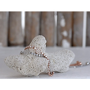 Micropave Disc Bolo Bracelet Adjustable 10 Inch 14K Rose Gold Plating