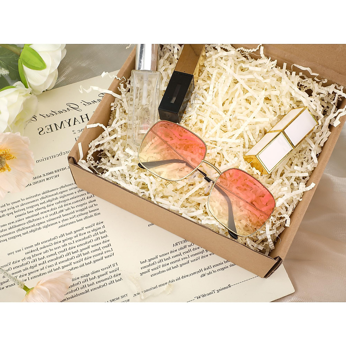 AIRGAME Crinkle Cut Paper Shred Filler (1/2 LB) for Gift Wrapping & Basket Filling - Creamy White