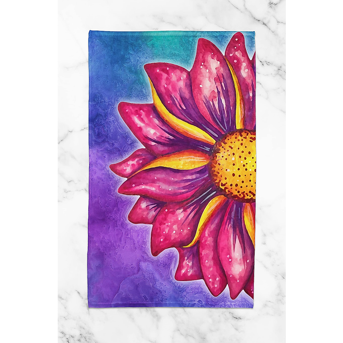 Pink Flower Print Hand Towel - Kitchen Towel - Bathroom Hand Towel - Cotton Terry Cloth - 15"x25"