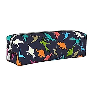 QICENIT Dinosaur Stationery Bag with Zipper Pen Bag Makeup Pouch Office Storage Bag Portable Travel Toiletry Pouch for Men Women