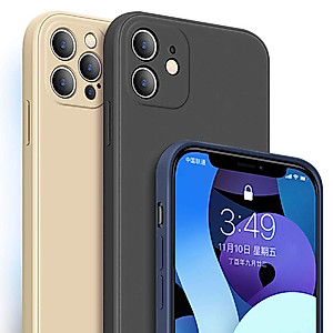 Liquid Silicone Case Compatible with iPhone 12 Mini 5.4", Anti Scratch & Fingerprint, Microfiber Liner Shockproof Full Body Covered Slim Soft Gel Rubber Enhanced Camera & Screen Drop Protection, Blue