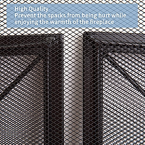 BESHINY Indoor Fireplace Screen 3 Panel Wrought Iron Large Screen Metal Decorative Mesh Cover