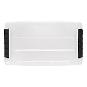 5 Qt. Plastic Storage Box, Stackable Plastic Storage Bins with Secure Lid and Latching Buckles, Nestable Organizing Tote Tub Box Toy General Organization Small,Clear, Set of 14