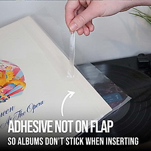 Resealable Record Outer Sleeves for 12" Vinyl Records (75 Pack) | 3 Mil Polypropylene Covers with Flap | Premium Vinyl Protective Sleeves That Cover and Seal Albums Completely to Prevent Damage