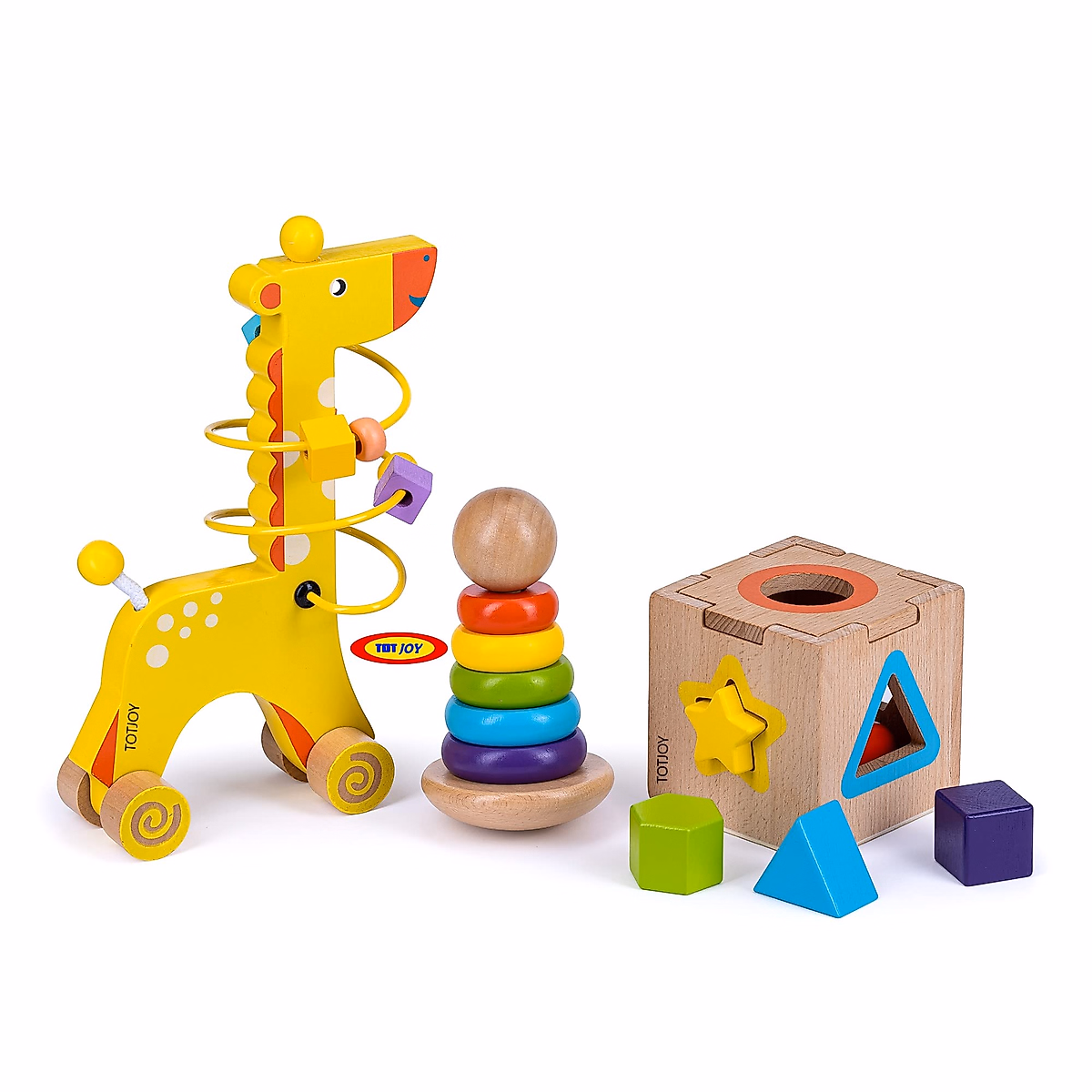 TOTJOY Montessori Toys for 1 Year Olds 18+ Months Wooden Educational Toy for Toddlers Shapes Sorting Stacking Toys Busy Board Sensory Toys Early Development & Activity Toys