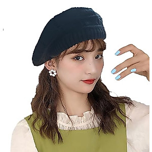 Hysunland Black Satin Lined Hats for Women Ladies Winter Spring Knit Beret