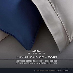 SHEEX Original Performance Cooling Duvet Cover Set, Lightweight King Duvet Cover with 2 King Pillow Shams, Bright White