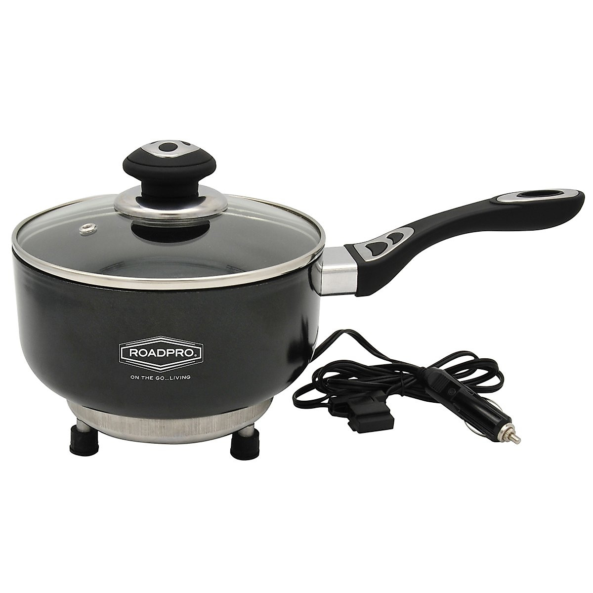 RoadPro 12V Power Supply Portable Travel Saucepan with Non-Stick Surface