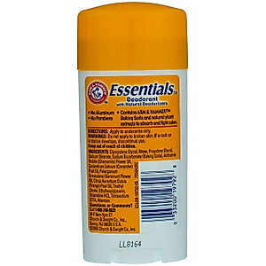 Arm & Hammer Essentials Natural Deodorant, Unscented, 2.5 Ounce (Pack of 4)