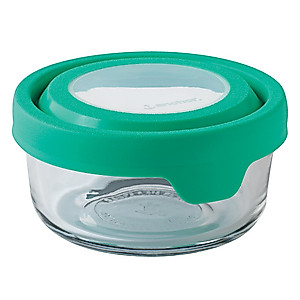 Anchor Hocking TrueSeal 2-Cup Round Glass Food Storage Container with Airtight Lid, Mint Green, Set of 1