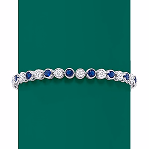 Ross-Simons 2.70 ct. t.w. CZ and 2.70 ct. t.w. and Simulated Gemstone Bezel-Set Tennis Bracelet